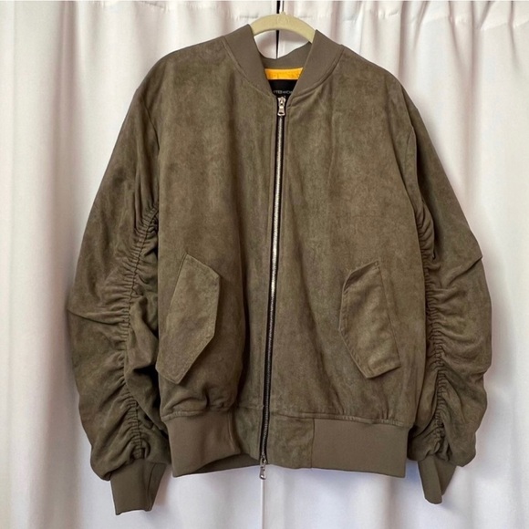 Jackets & Coats | Mens Lifted Anchors Bird Neutral Green Suede Zip Up ...
